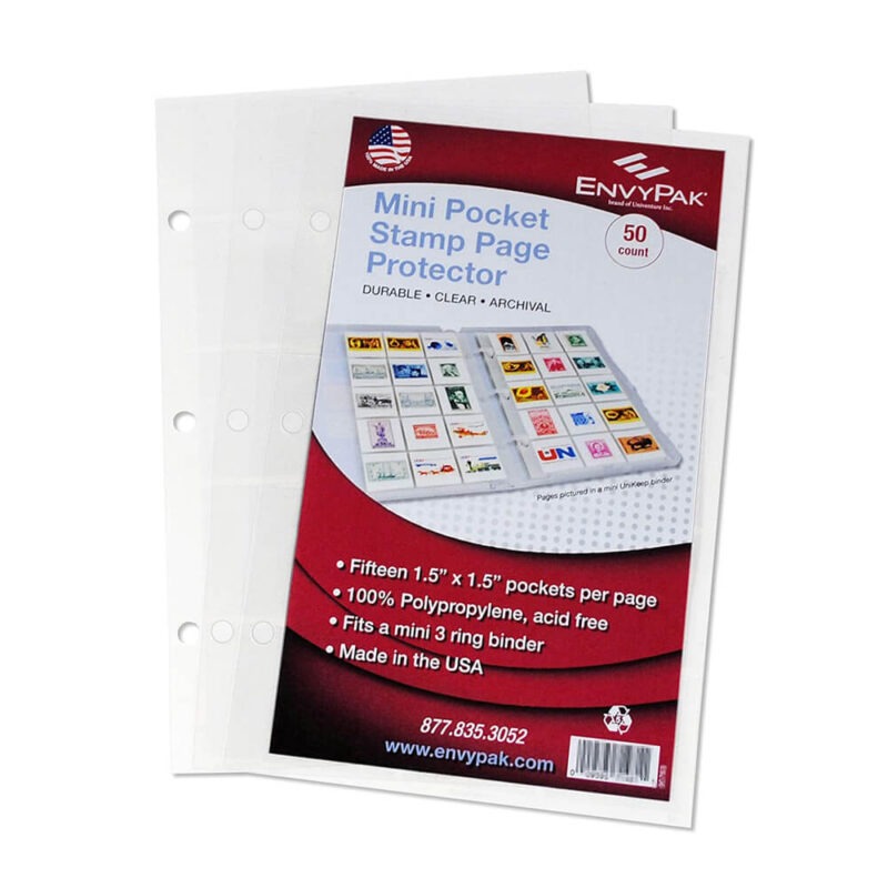 15 Pocket Stamp/Coin Page Protector - Holds 1.5″ X 1.5″ Inserts - 20 ...