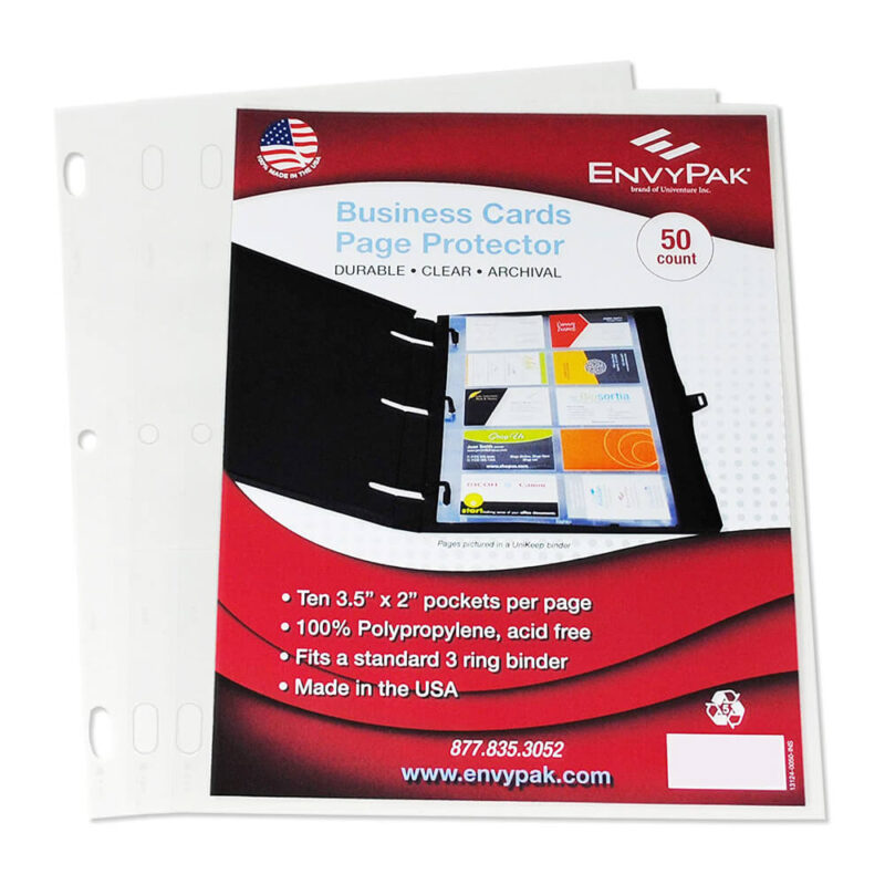 Business Card Sleeves For Binder - Pack Of 50 - UniKeep.com