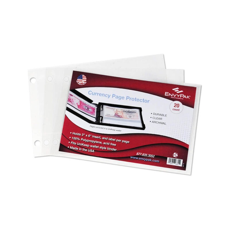 Currency Sleeves And Holders | Holds 3" X 6" Inserts, Pack Of 20