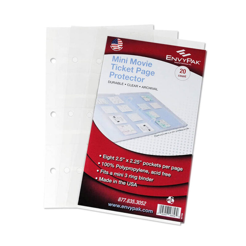 Pocket Page Protectors For Movie Ticket Stubs/Stamps