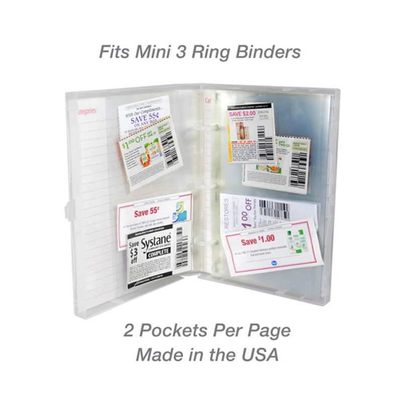 2 Pocket Sheet Protectors | Two 5" X 4.25" Inserts | 20 Pack