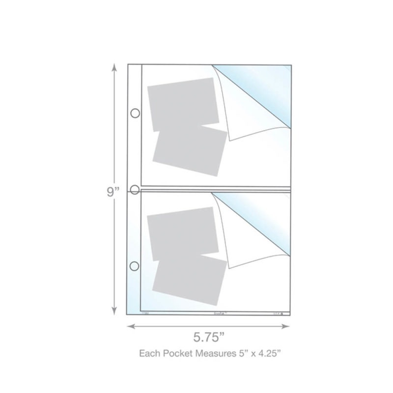 2 Pocket Sheet Protectors | Two 5" X 4.25" Inserts | 20 Pack