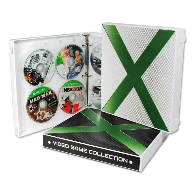 Xbox Themed Game Case | Holds 80 Video Games - Metal Rings