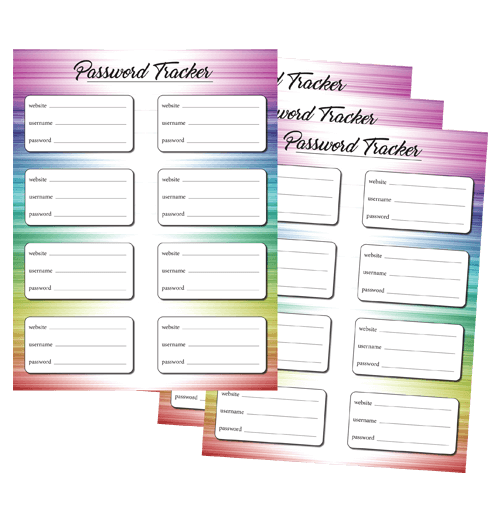 Password Tracker Rainbow Printables - Standard - UniKeep.com